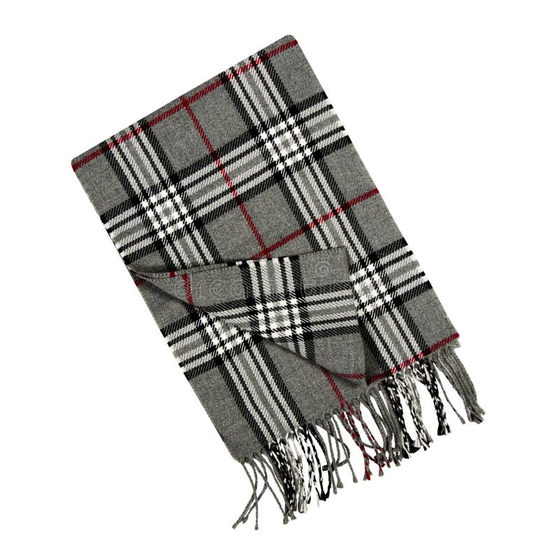 Checkered Scarf Isolated on a White Stock Image - Image of fabric, cold ...