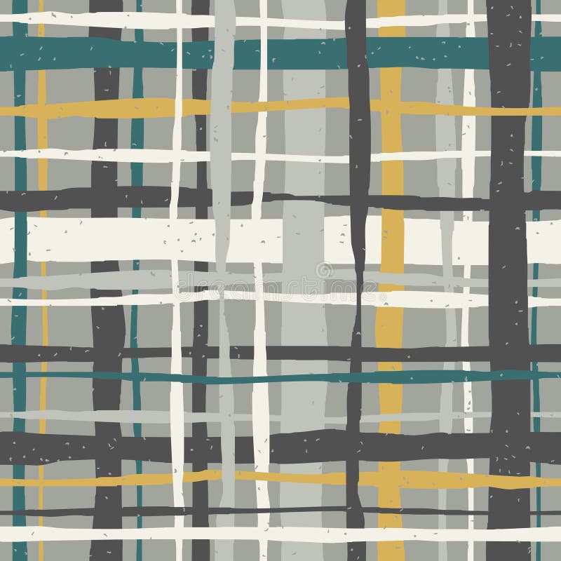 Checkered Seamless Pattern with Hand Drawn Stripes. Stock Vector ...