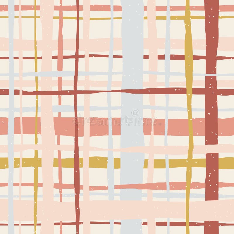 Checkered Seamless Pattern with Hand Drawn Stripes. Stock Illustration ...