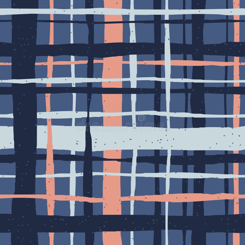 Checkered Seamless Pattern with Hand Drawn Stripes. Stock Vector ...