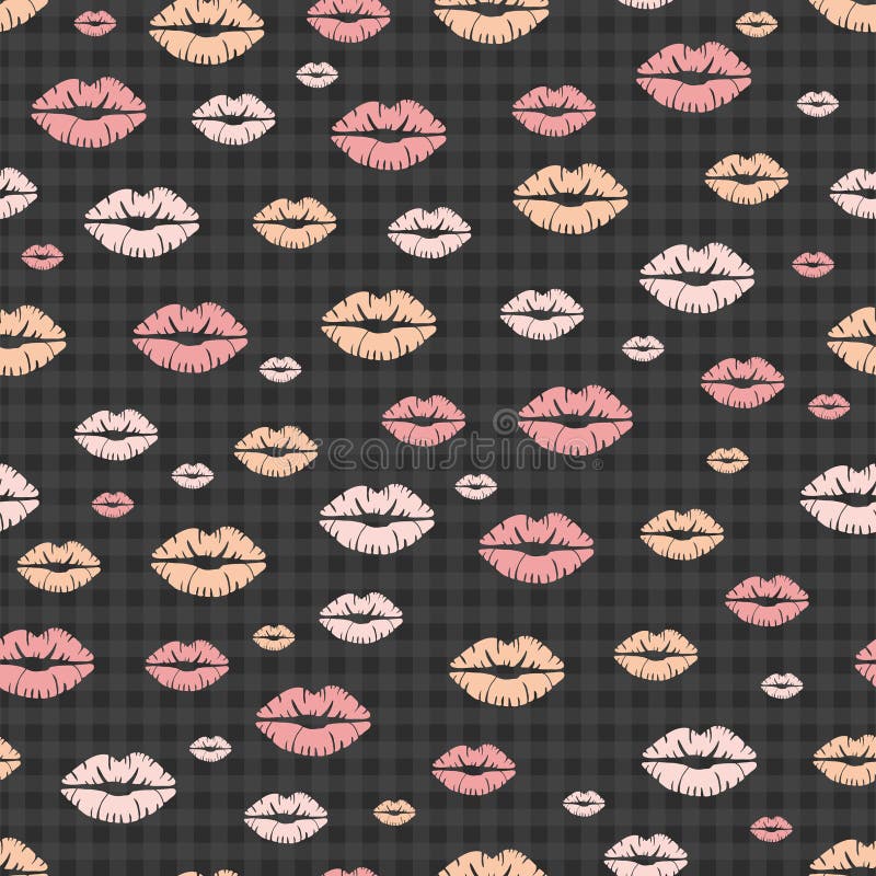 Checkered Seamless Pattern with Lip Impression. Print for Textile ...