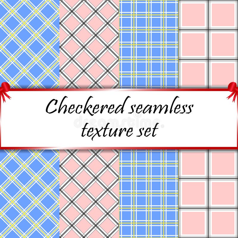 Checkered Seamless Texture Set. Stock Vector - Illustration of four ...