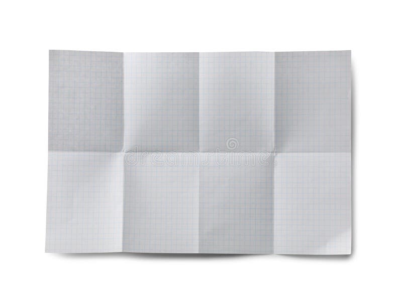 Checkered Sheet of Paper with Creases on White Background, Top View ...