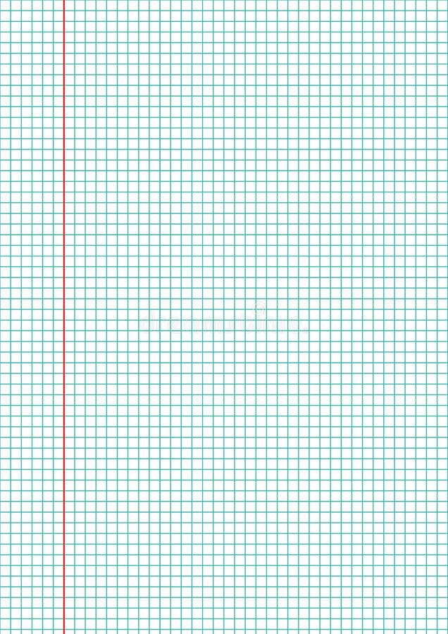 Checkered Sheet with a Red Vertical Line. Real A4 Format. the Line Step ...