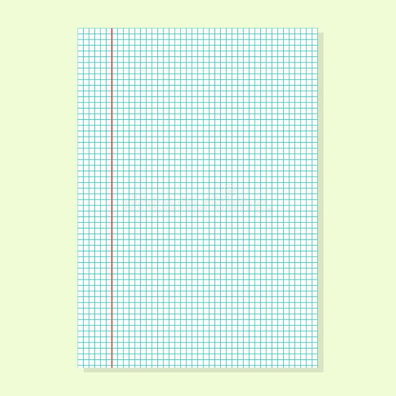 Checkered Sheet with a Red Vertical Line. Real A4 Format. the Line Step ...