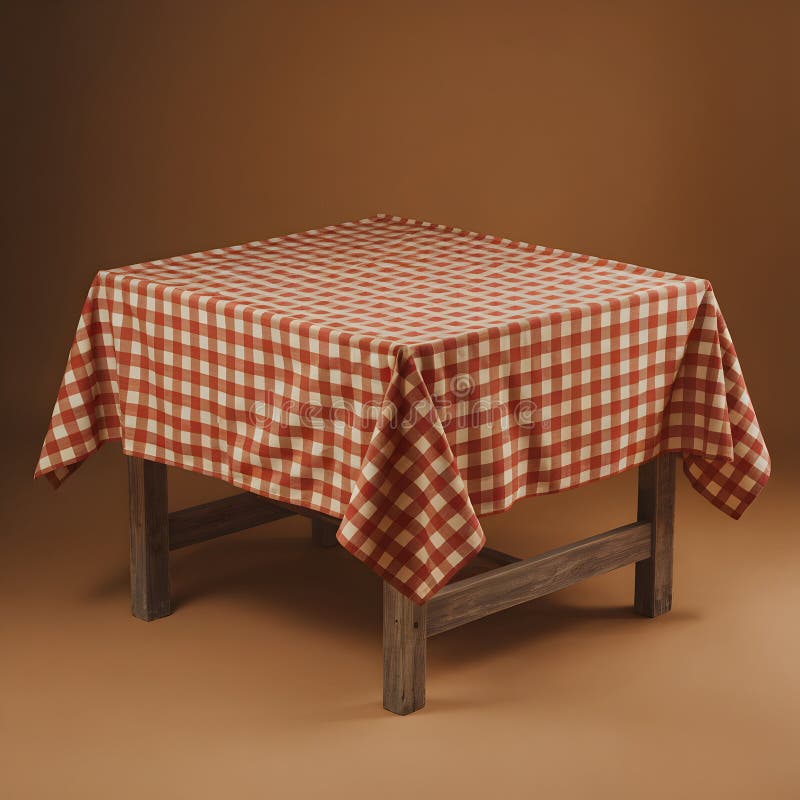 Checkered Tablecloth on Wooden Table, Creating Warm, Rustic Dining ...