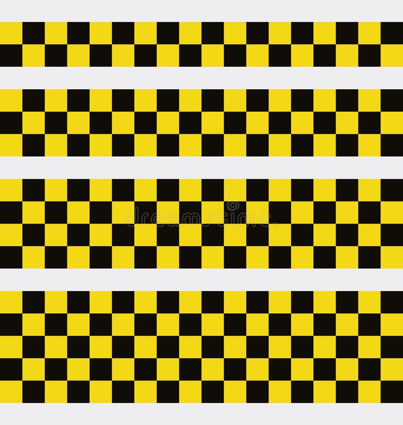 Yellow and Black Checkered Seamless Tapes. Seamless Decorative Borders ...