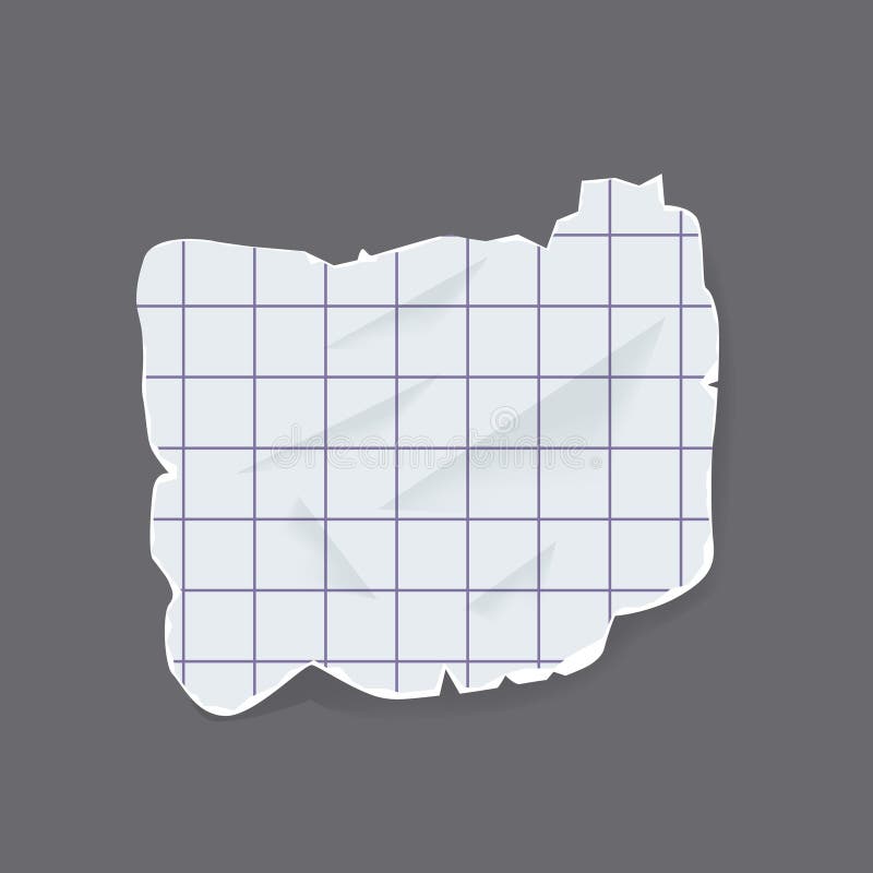 Checkered Torn Paper Piece. Isolated Fragmented Notepad Sheet with a ...