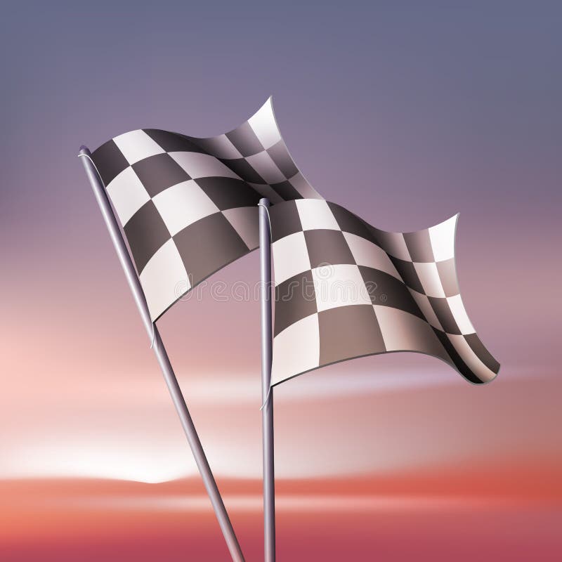 Checkered Vector Flags. Racing Waving Finish and Start Line Flag Set ...