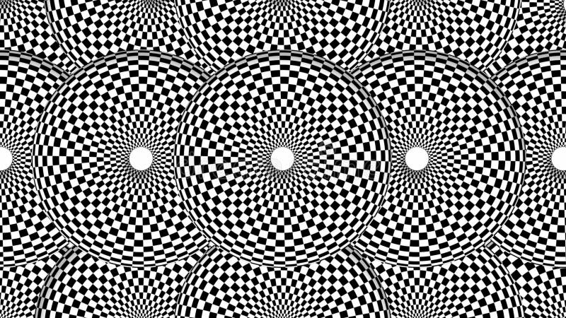 Optical Illusion Circle. Checkered White and Black Circles. Seamless ...