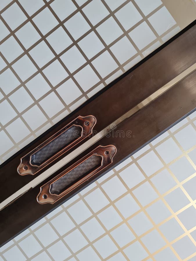 Checkered Whitewashed Glass Door Textured Abstract Background Stock ...