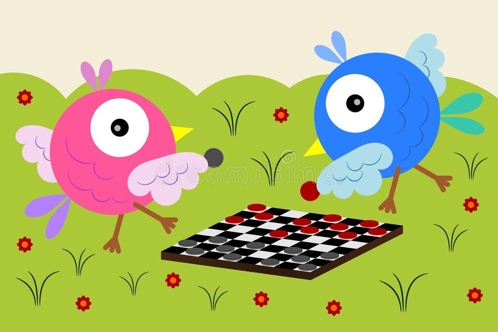 Checkers for the birds stock illustration. Illustration of humor - 32651339