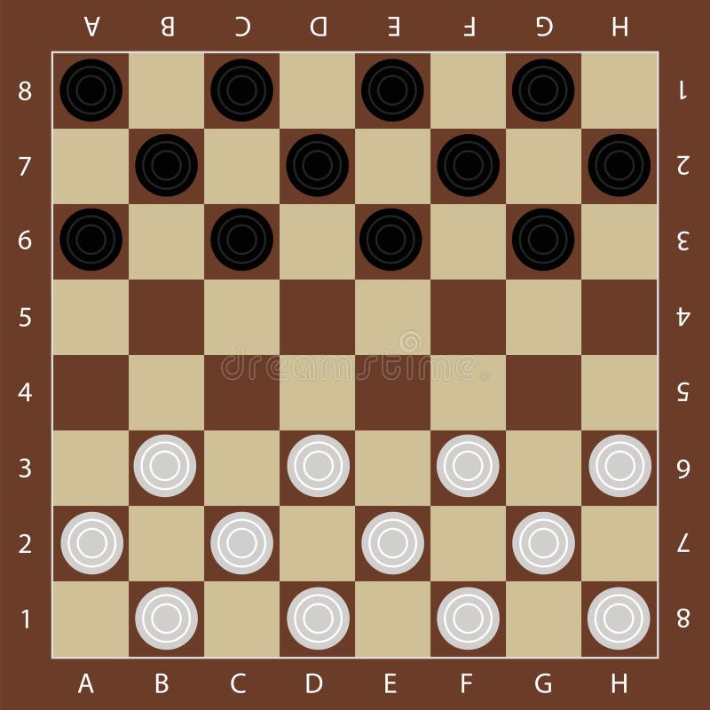Checkers, Board with Checkers, Top View. Stock Vector - Illustration of ...