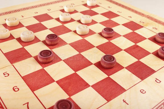 Checkers on the Board during Tournament Close Up Stock Photo - Image of ...