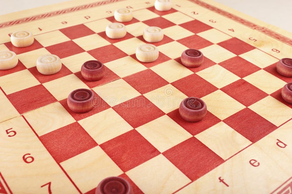 Checkers on the Board during Tournament Close Up Stock Photo - Image of ...