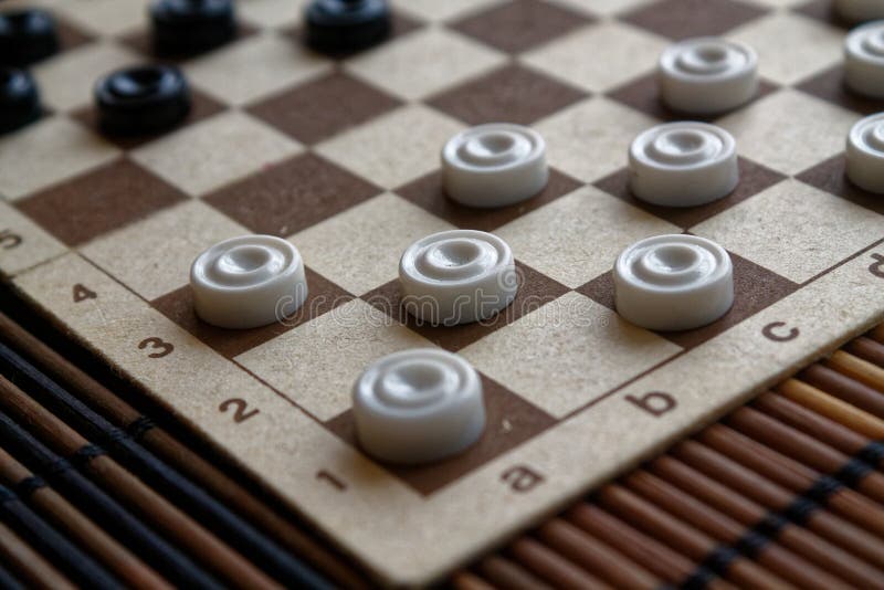 Checkers in Checkerboard Ready for Playing. Game Concept. Board Game ...