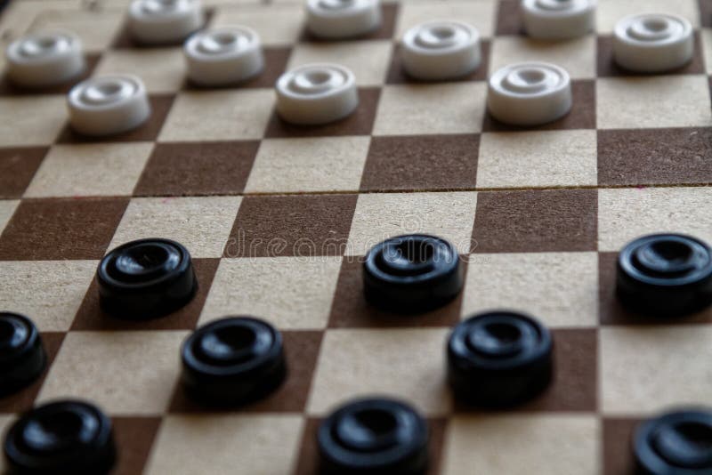 Checkers in Checkerboard Ready for Playing. Game Concept. Board Game ...