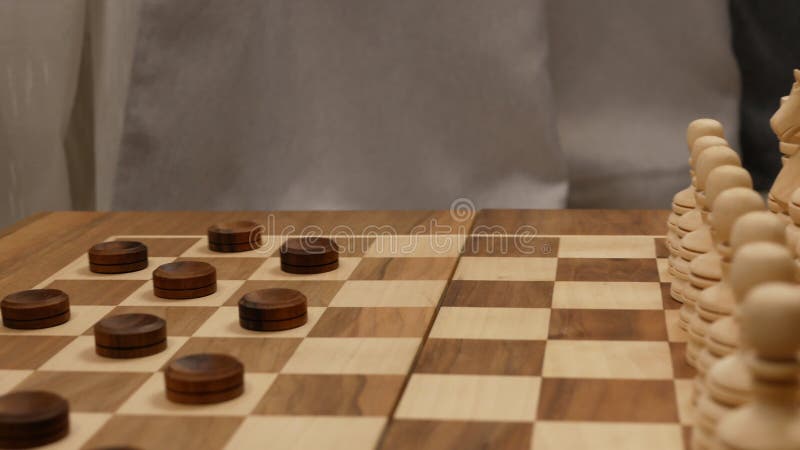 Checkers and Chess Spinning. Side View Stock Video - Video of ...