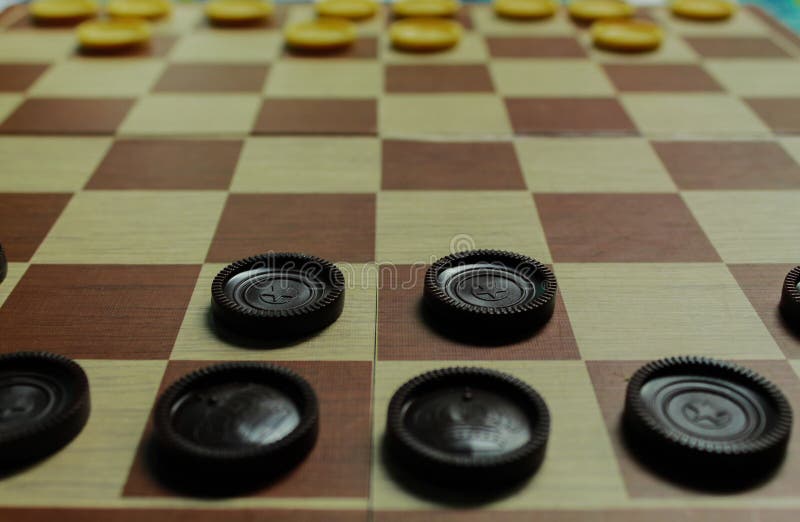 Checkers. Draught Board, White and Brown Pieces Stock Photo - Image of ...