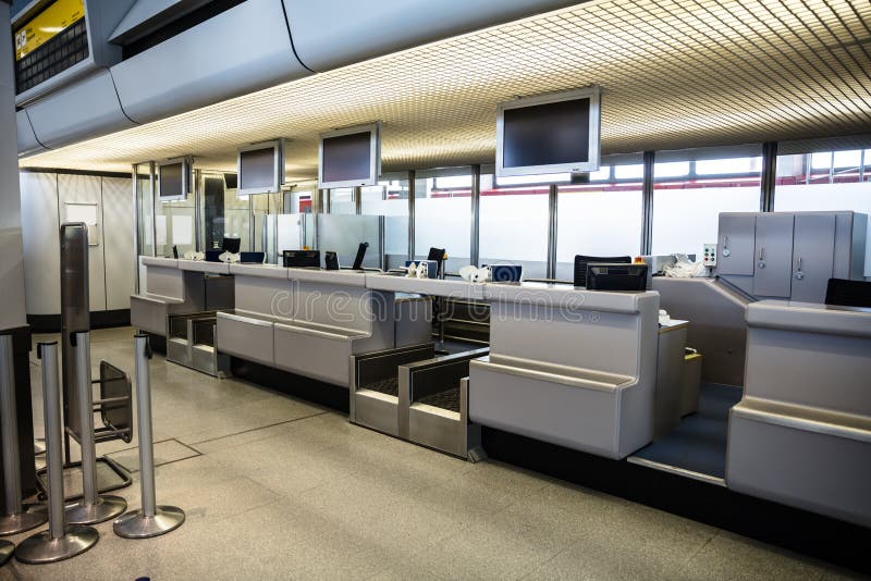Checkin Area at Modern Airport Stock Photo - Image of transportation ...