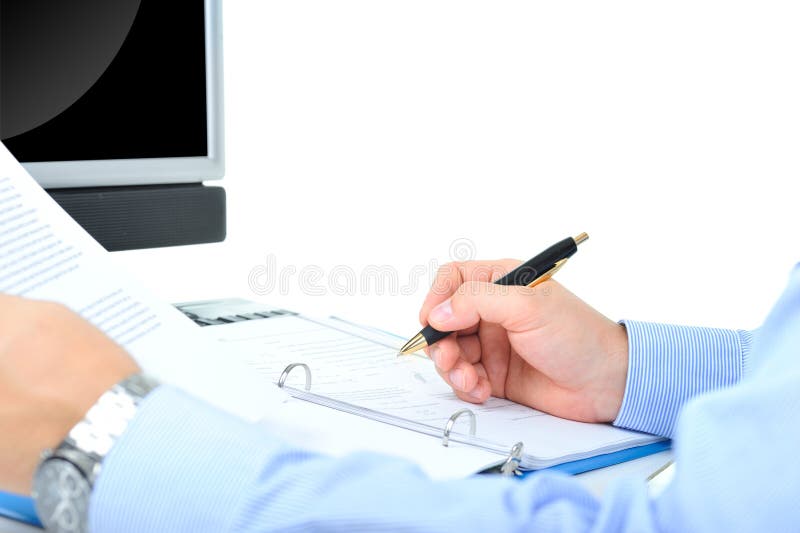 Checking an agreement stock photo. Image of folders, businessperson ...