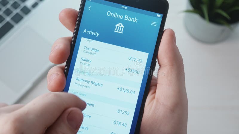Checking Banking Activity Using Banking App Stock Footage - Video of ...