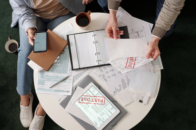 Checking Bills and Using Calculator Editorial Stock Image - Image of ...