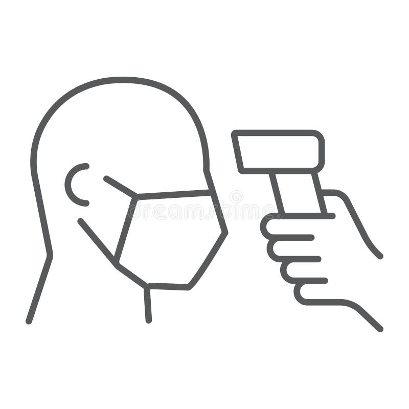 Checking Body Temperature Thin Line Icon, Coronavirus and Covid 19 ...