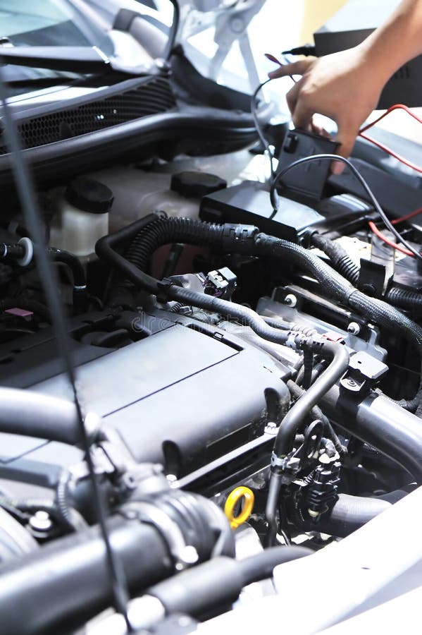 Checking car engine stock image. Image of battery, drive - 25254365