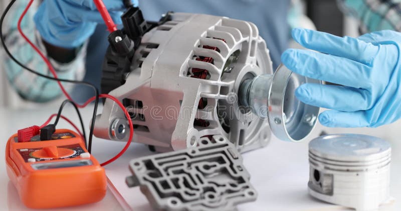 Checking Car Generator and Diagnostic Equipment with Tester Stock Video ...