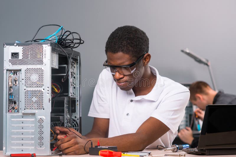 Checking Computer with Analogue Multimeter Stock Photo - Image of ...