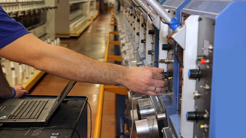 Checking Computerized Machine Status With Laptop Computer Stock Image ...