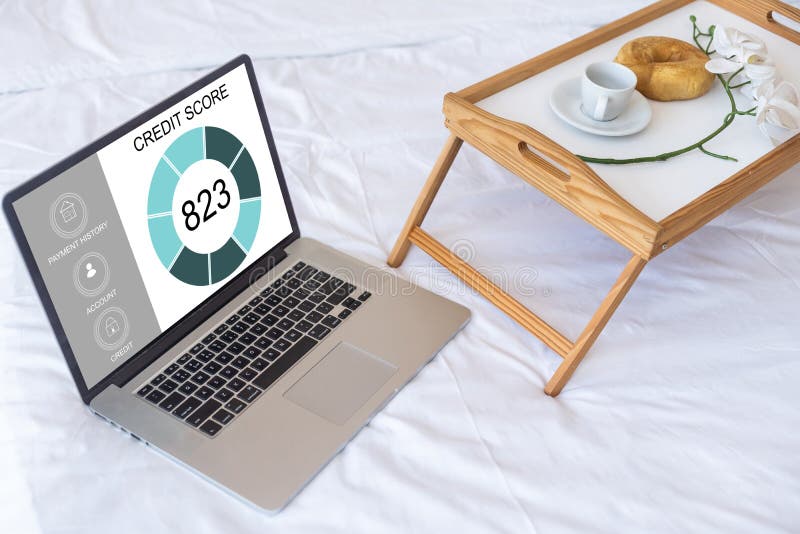 Checking Credit Score Ranking on Laptop Computer. Editorial Image ...