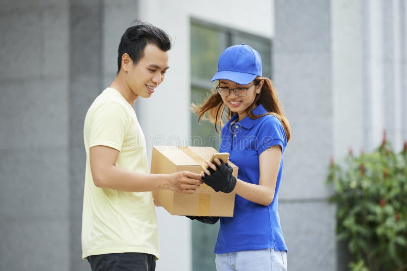 Checking delivery details stock image. Image of discussion - 175132515
