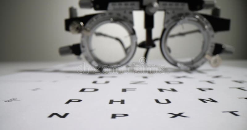 Checking the Diagram of Vision and Trial Frame with Table Stock Video ...