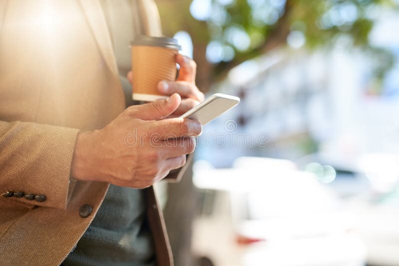 Checking the Directions. an Unrecognizable Man Sending a Text Message ...