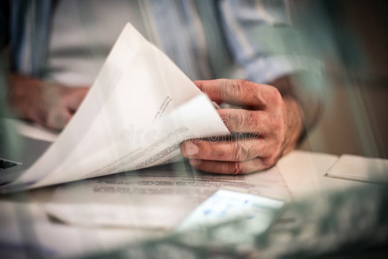Checking Document. Close Up. Stock Photo - Image of focus, caucasian ...