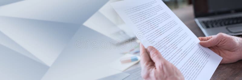 Checking a Document. Panoramic Banner Stock Image - Image of paper ...