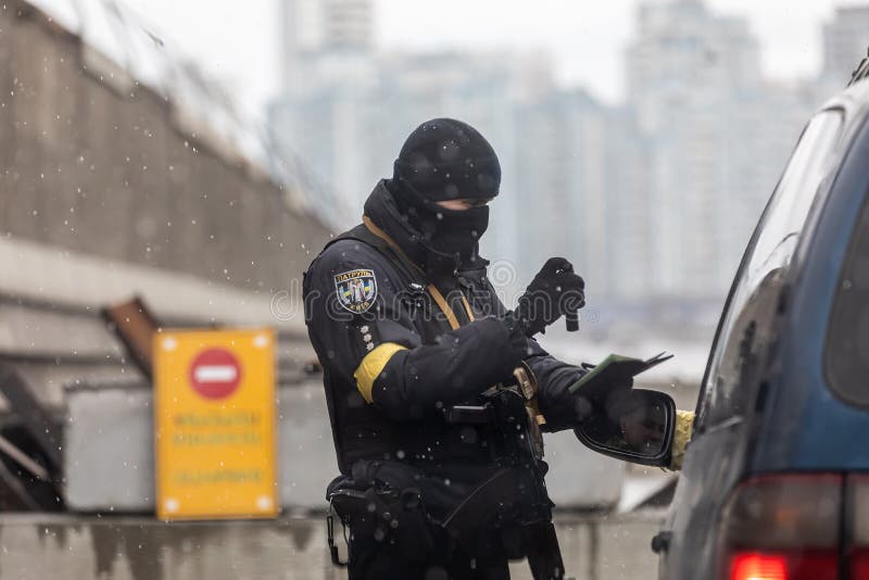 Checking Documents at a Checkpoint in Kyiv Editorial Photography ...