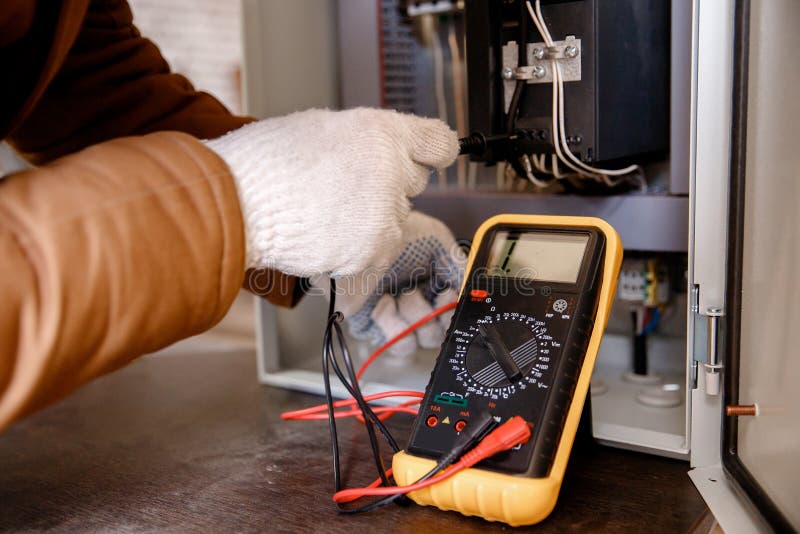Checking Electrical Panel and Power Cable for Short Circuit Stock Image ...