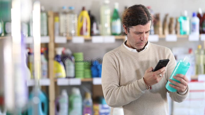 Checking Expiration Date of Shampoo or Shower Gel - Male Shopper Scans ...