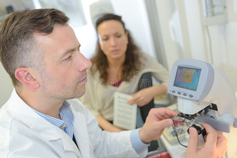 Checking Eyeglasses Lenses Grades Stock Image - Image of optical ...