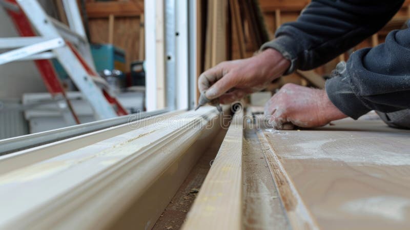 Checking the Fit of the Door in the Frame before Continuing Stock Photo ...