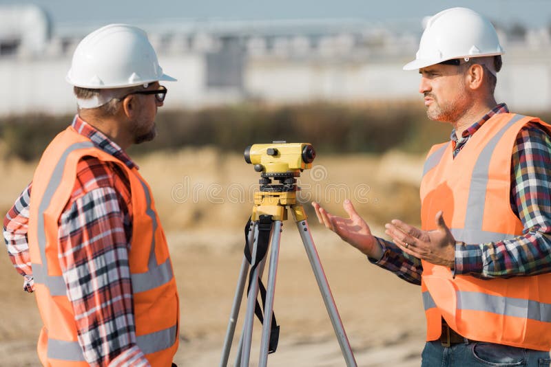 Checking the ground stock image. Image of scheme, civil - 211158735