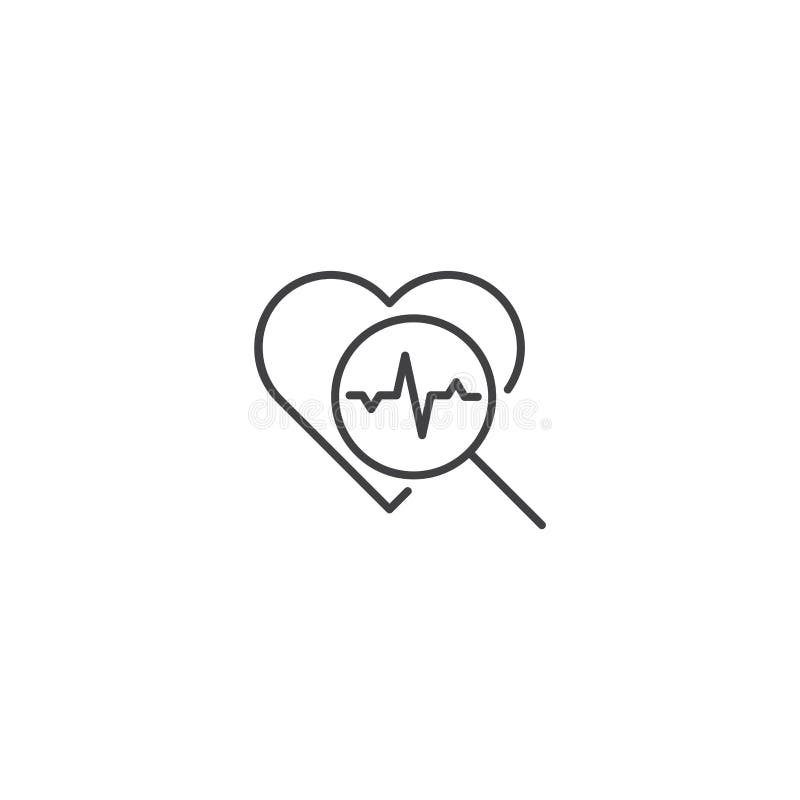 Checking Heart Beat, Healthy Heart Check. Vector Icon Outline Template ...