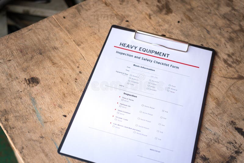 Industrial Heavy Equipment Inspection and Checklist Form. Stock Photo ...