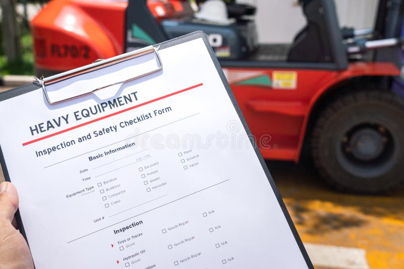 Checking on Heavy Equipment Checklist, Industrial Safety Working. Stock ...