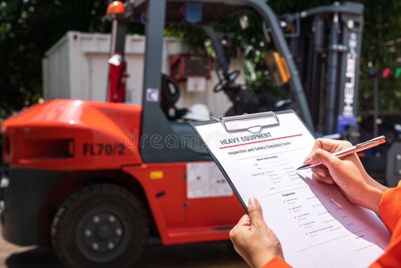 Checking on Heavy Equipment Checklist, Industrial Safety Working. Stock ...