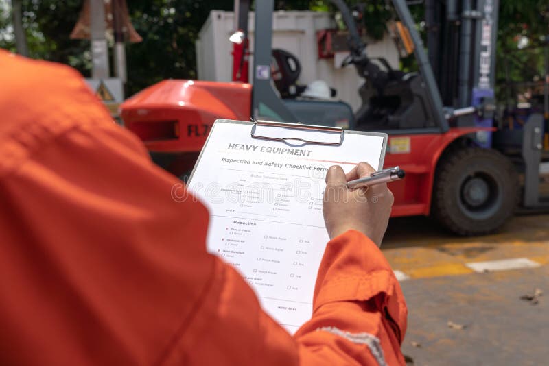 Industrial Heavy Equipment Inspection and Checklist Form. Stock Photo ...