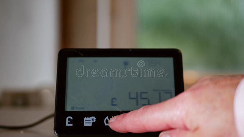 Checking Home Smart Meter Displayed on Kitchen Counter Stock Video ...